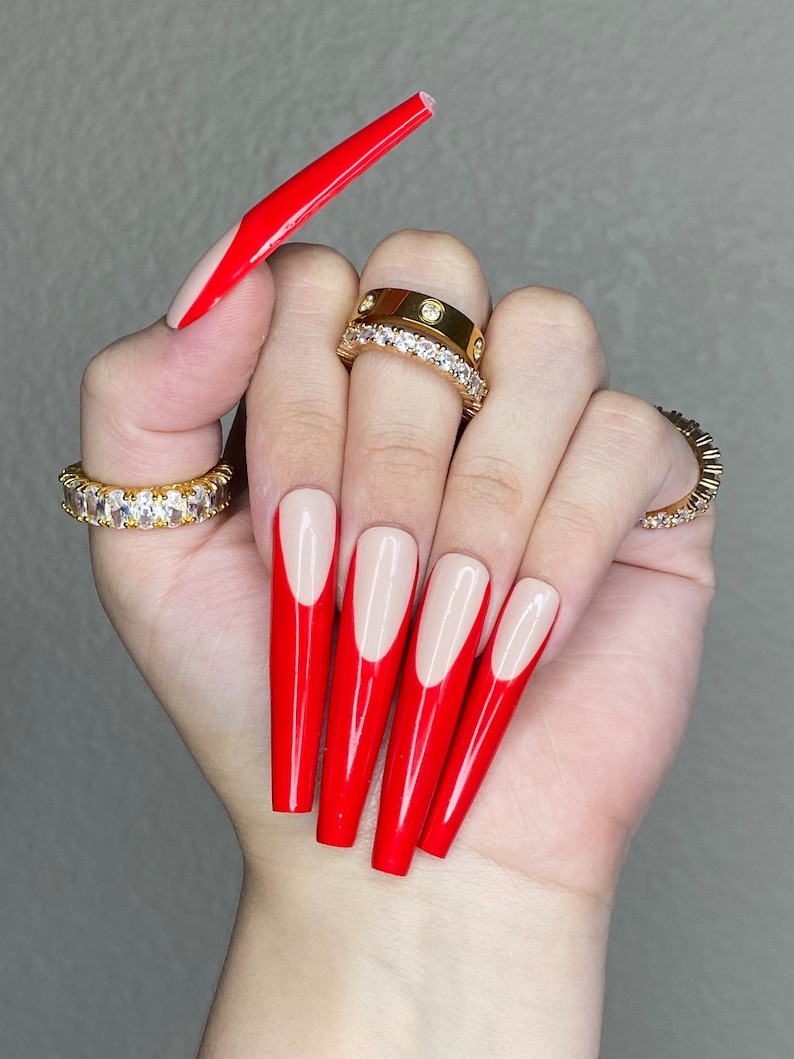 Ferrari Frenchies - Red French Tip Press on Nail Set - Etsy