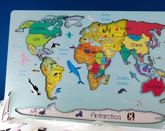 Wooden World Map Jigsaw Puzzle - Etsy UK
