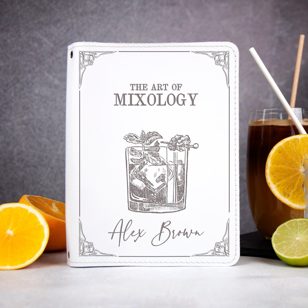 Leather Cocktail Recipe Book Personalized Bar Recipe Journal Blank ...