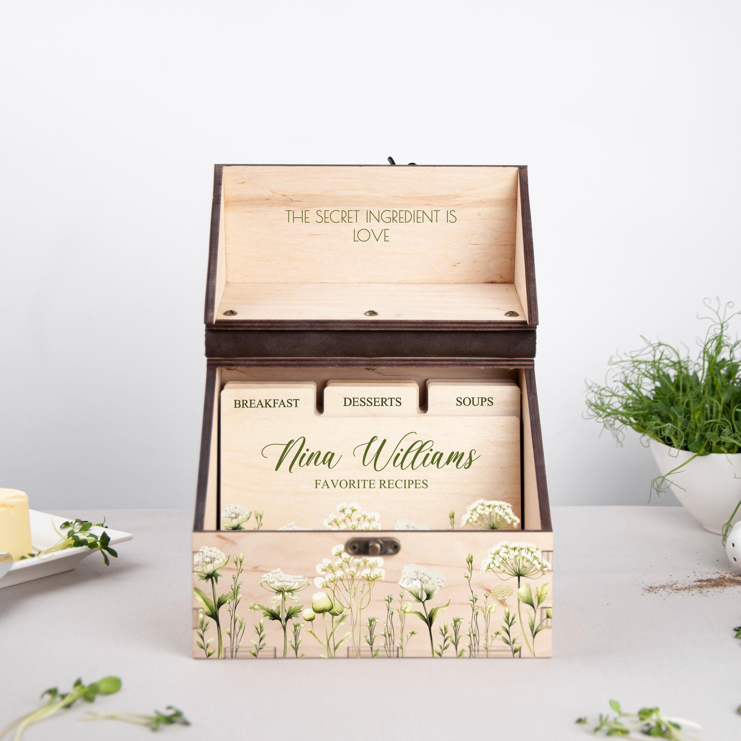 Wooden Recipe Card Box 4x6/5x7 Personalized Chistmas Gift for Mom ...