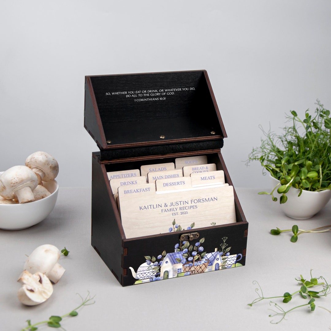 Personalized Recipe Box Bridal Shower Gift Custom Recipe Card Box ...