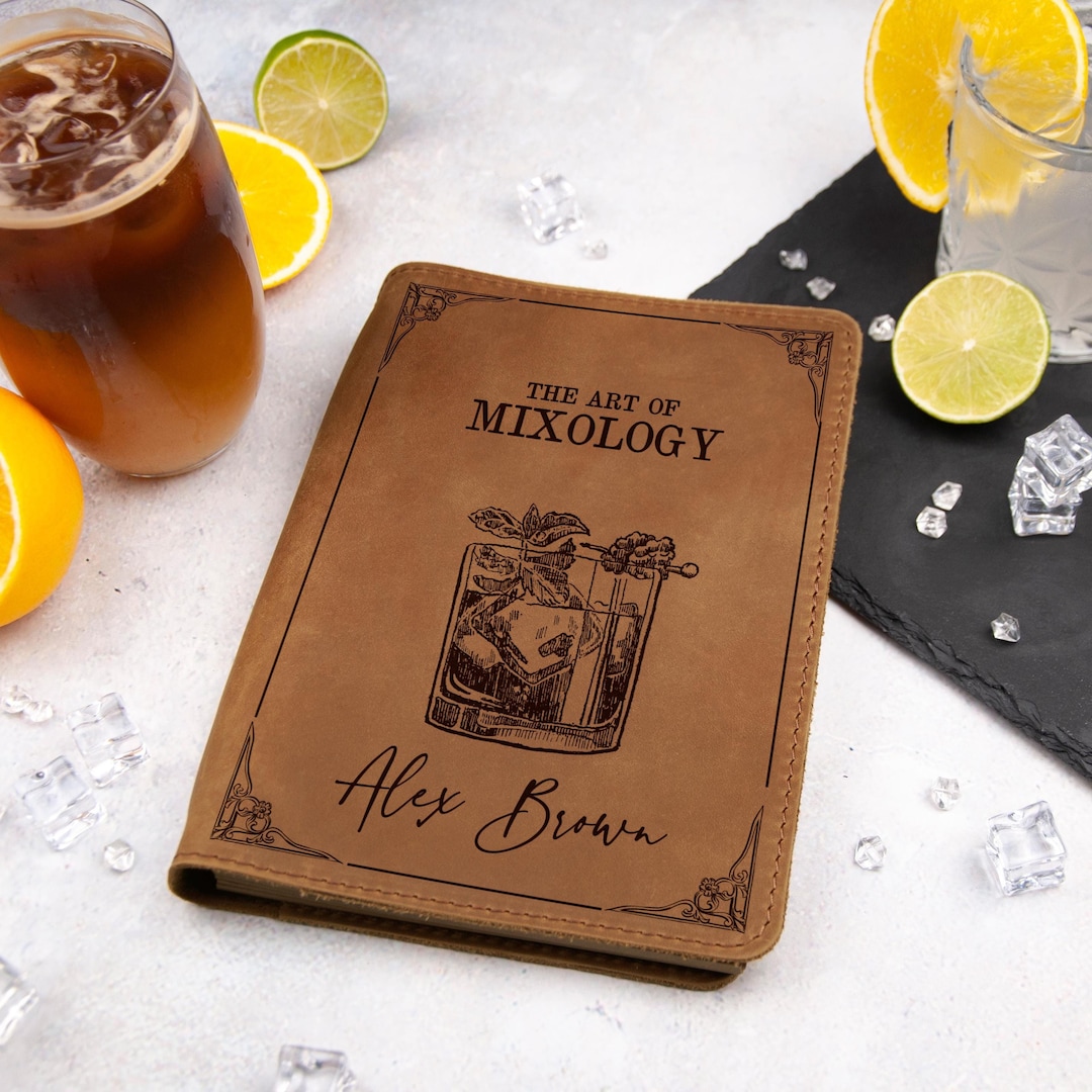 Custom Leather Cocktail Recipe Book for Him Drink Recipe Book Mixology ...