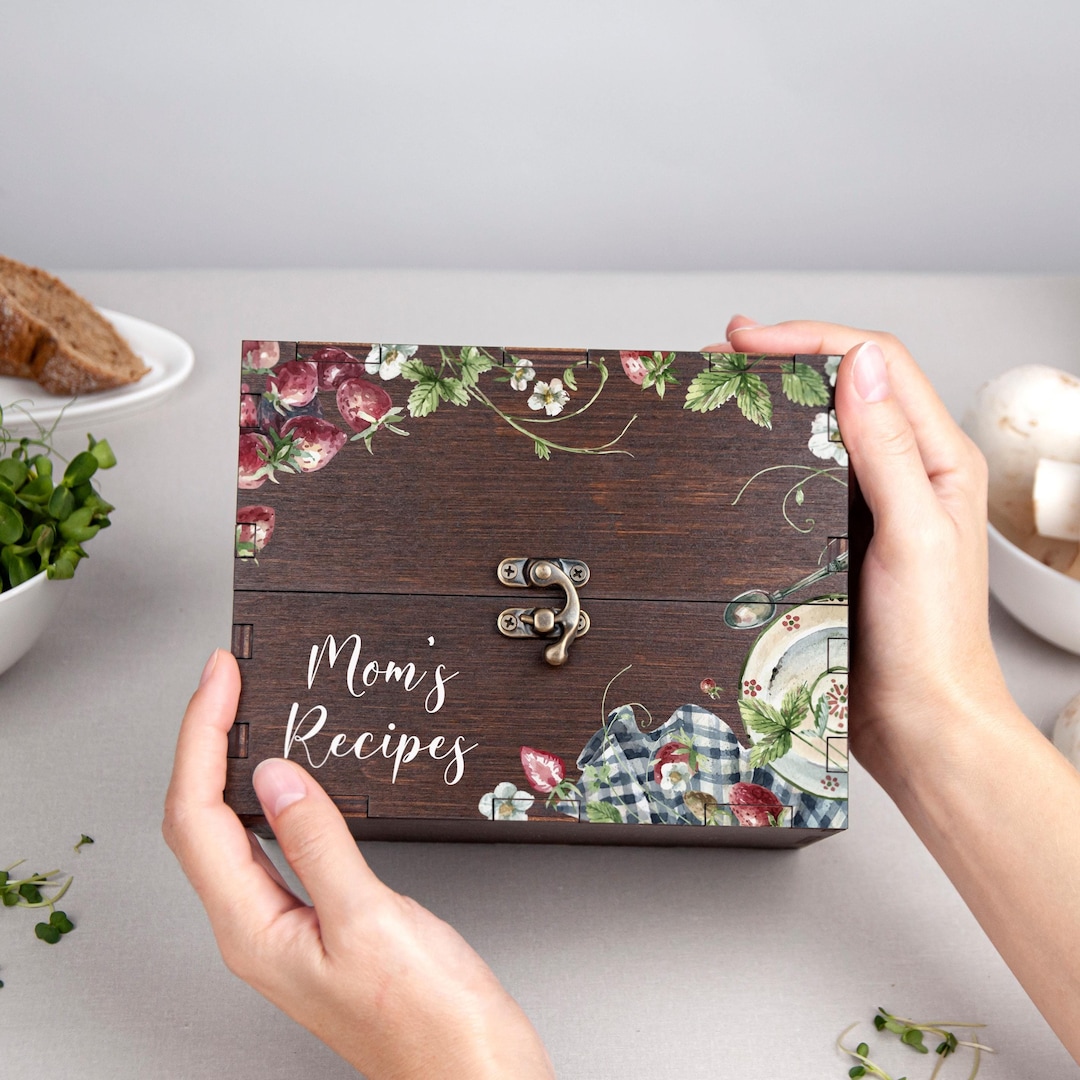 Personalized Recipe Box With Dividers and Cards 4x6 & 5x7, Custom ...