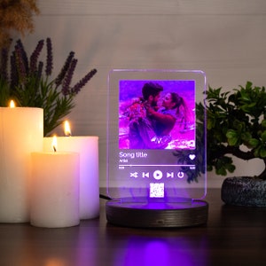 Acrylic Music Plaque LED Light Stand Custom Night Light Photo Lamp ...