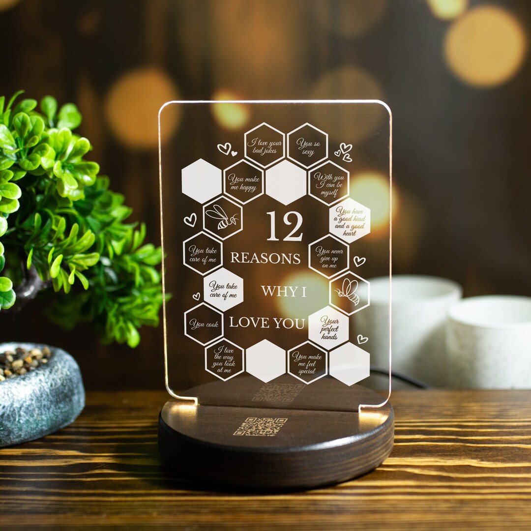12 Reasons Why I Love You, LED Light Lamp in Honeycomb Style Secret ...