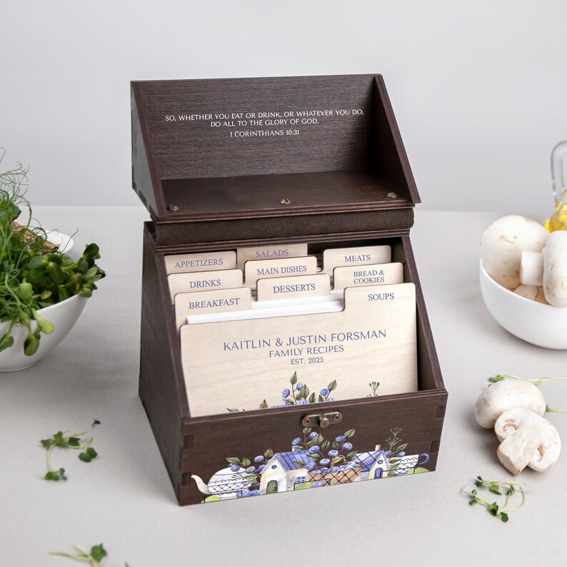 Personalized Recipe Box Bridal Shower Gift Custom Recipe Card Box ...