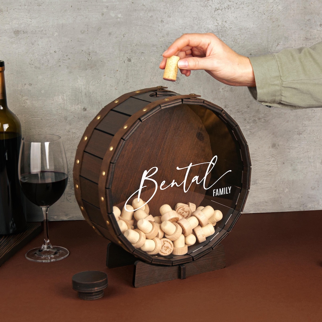 Personalized Wine Cork Holder, Custom Wooden Memory Box for Wine Lovers ...