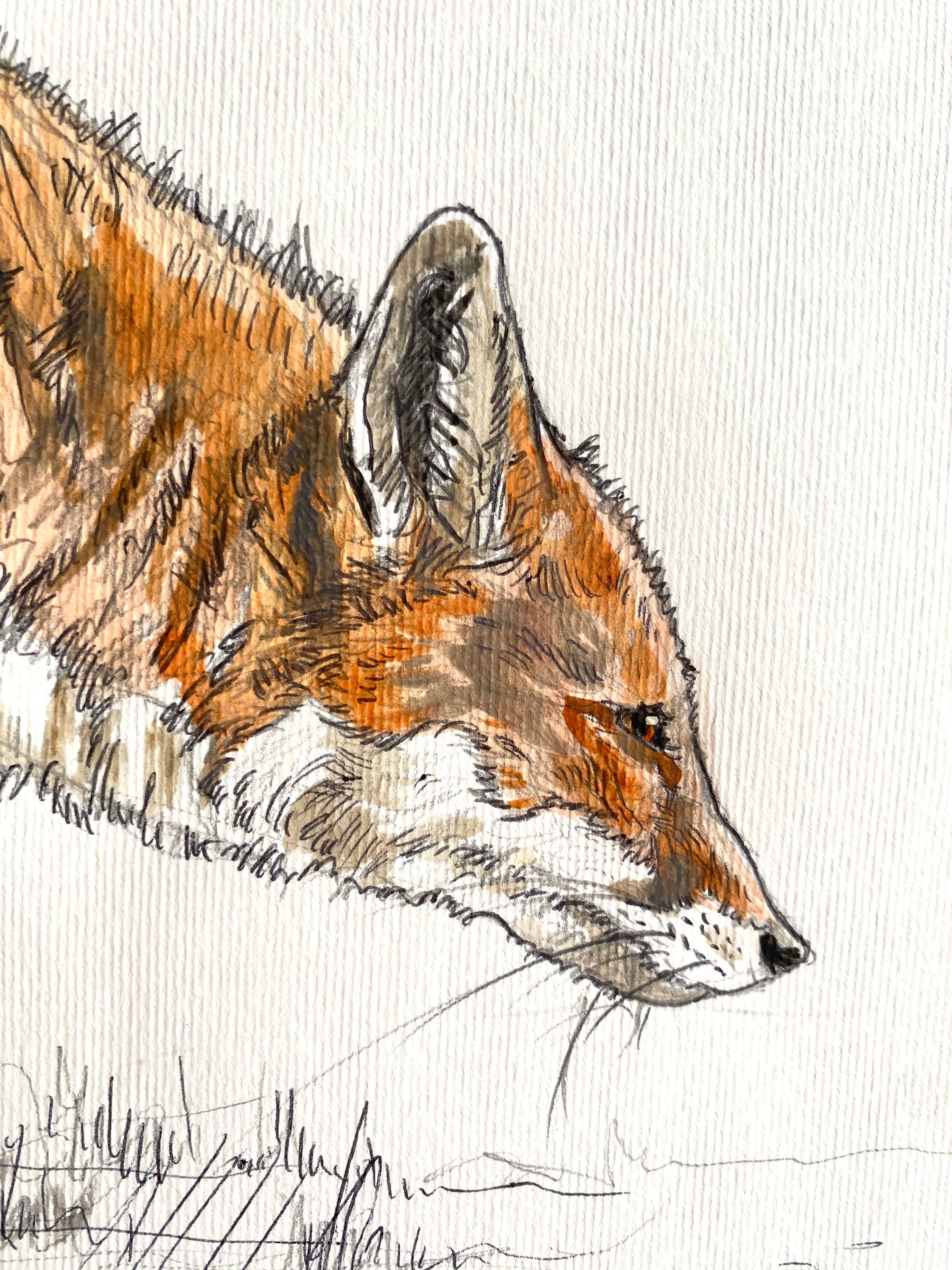 Stalking Red Fox Painting / Original Fox Painting / Mothers - Etsy