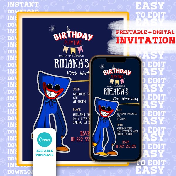 Poppy Playtime Birthday Invites - Etsy