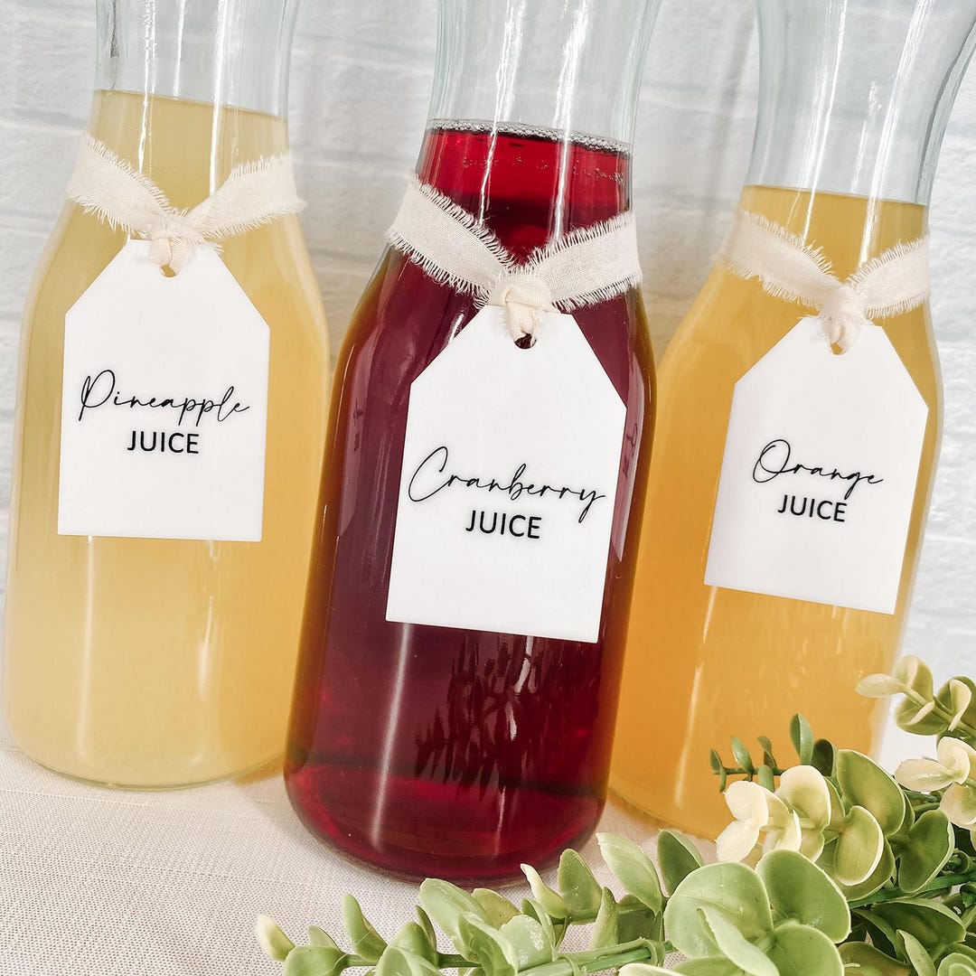 Mimosa Bar Acrylic Juice Tags — PRICE FOR 1 PIECE | Carafe Labels for ...