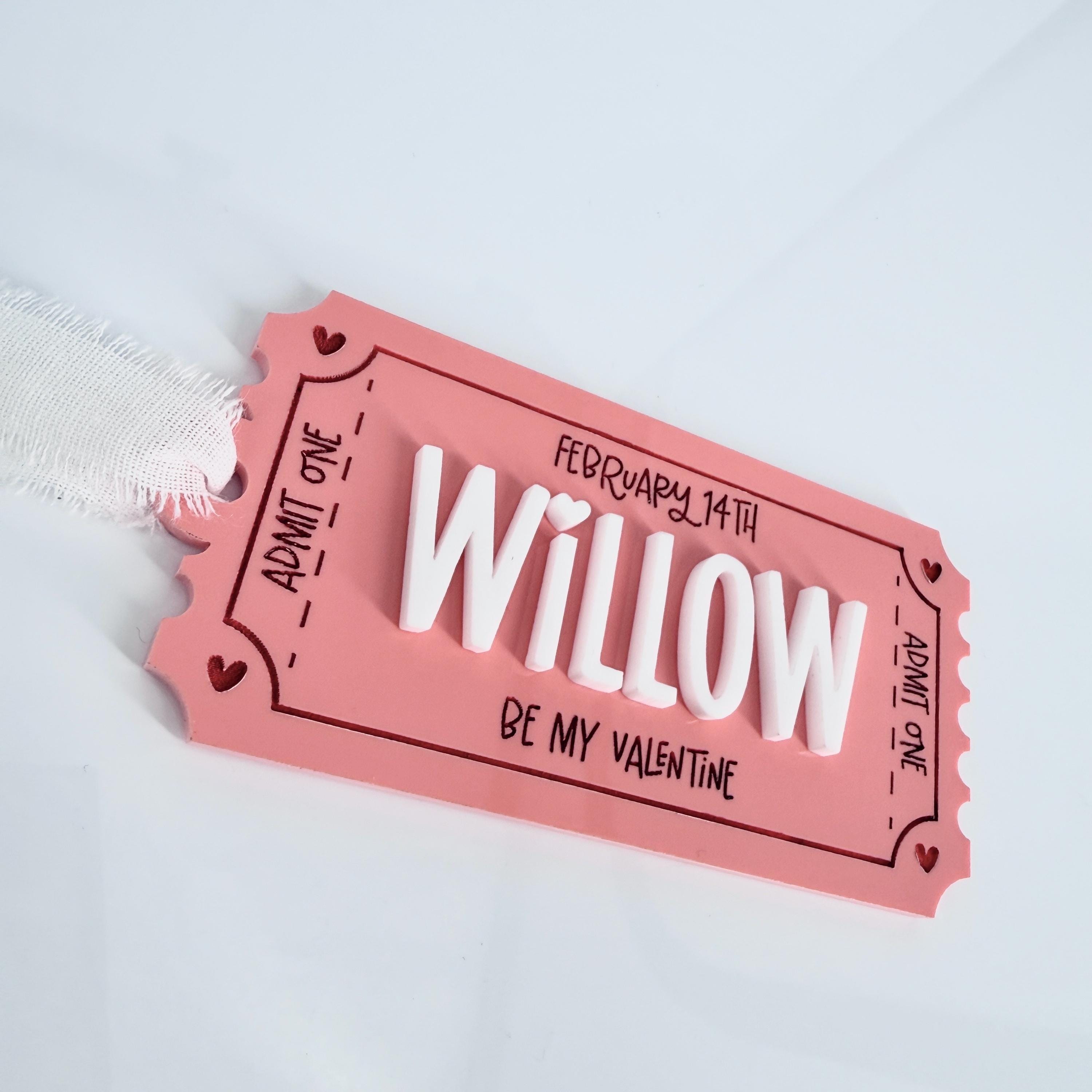 Personalized Valentine Basket Name Tag | Valentines Decor | Admit One ...
