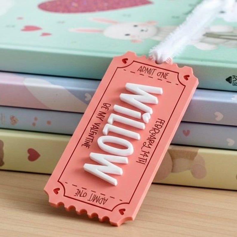 Personalized Valentine Basket Name Tag | Valentines Decor | Admit One ...