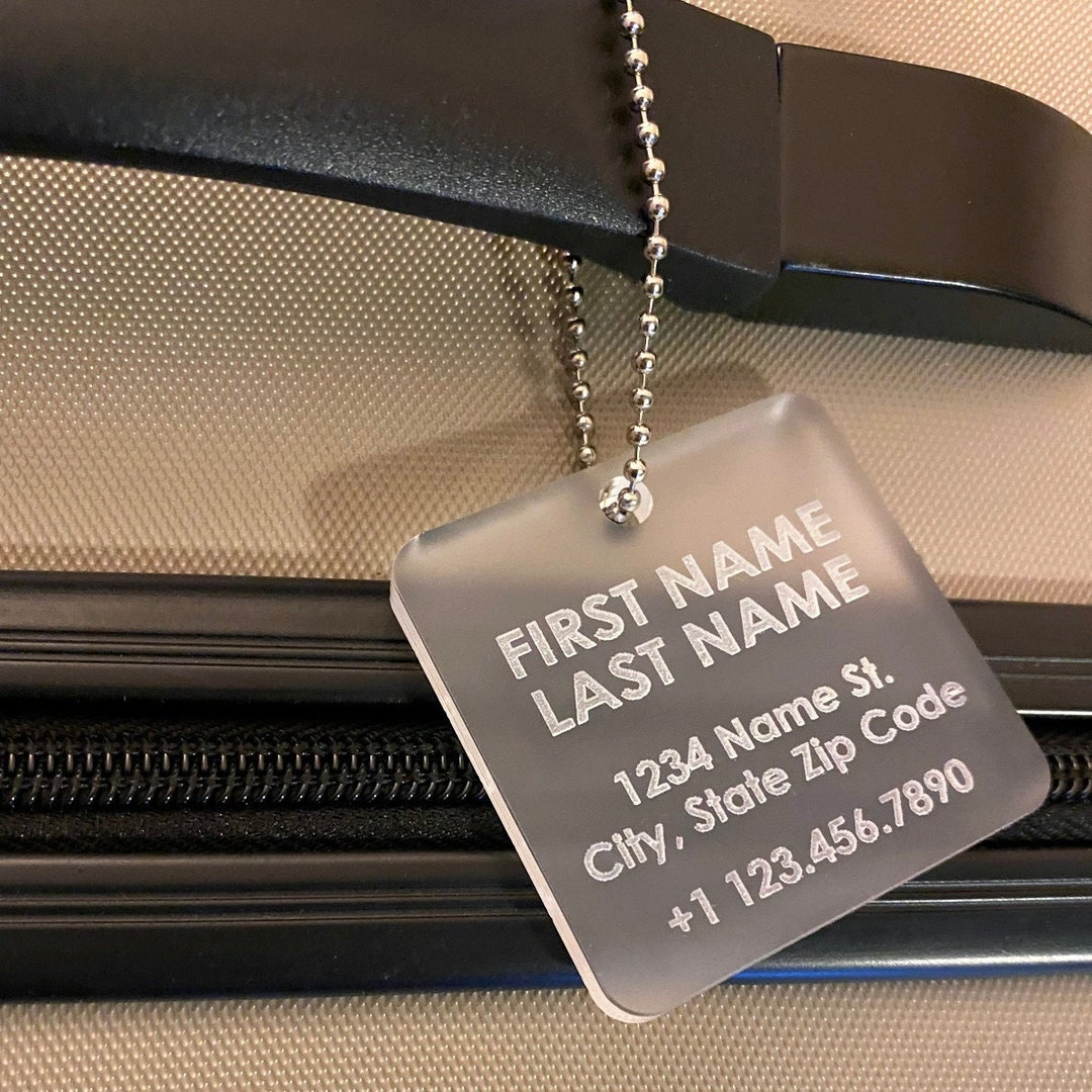 Personalized Clear Matte Acrylic Luggage Tag | Engraved Name Tag - Etsy