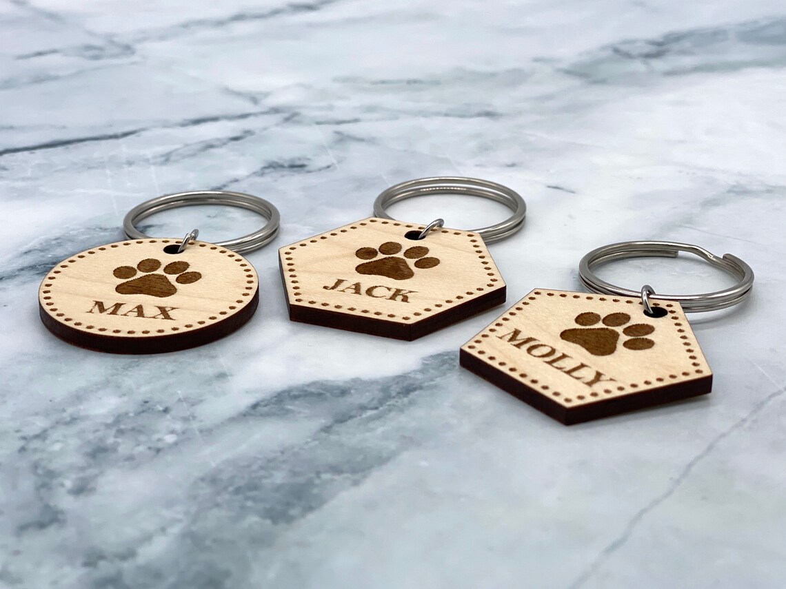 Custom Pet Tags | Laser Engraved Wooden Pet Name Tags | Custom Dog or ...