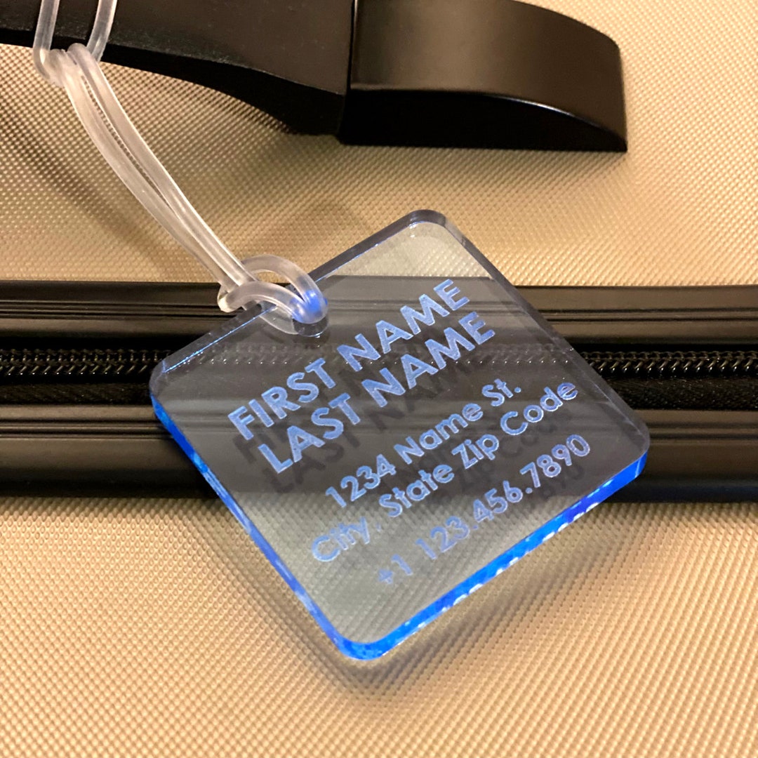 Personalized Fluorescent Blue Acrylic Luggage Tag - Etsy