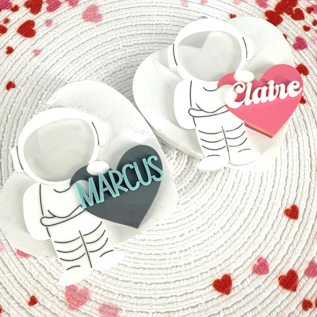 Personalized Astronaut Valentine Name Tag | Acrylic Valentine Basket ...