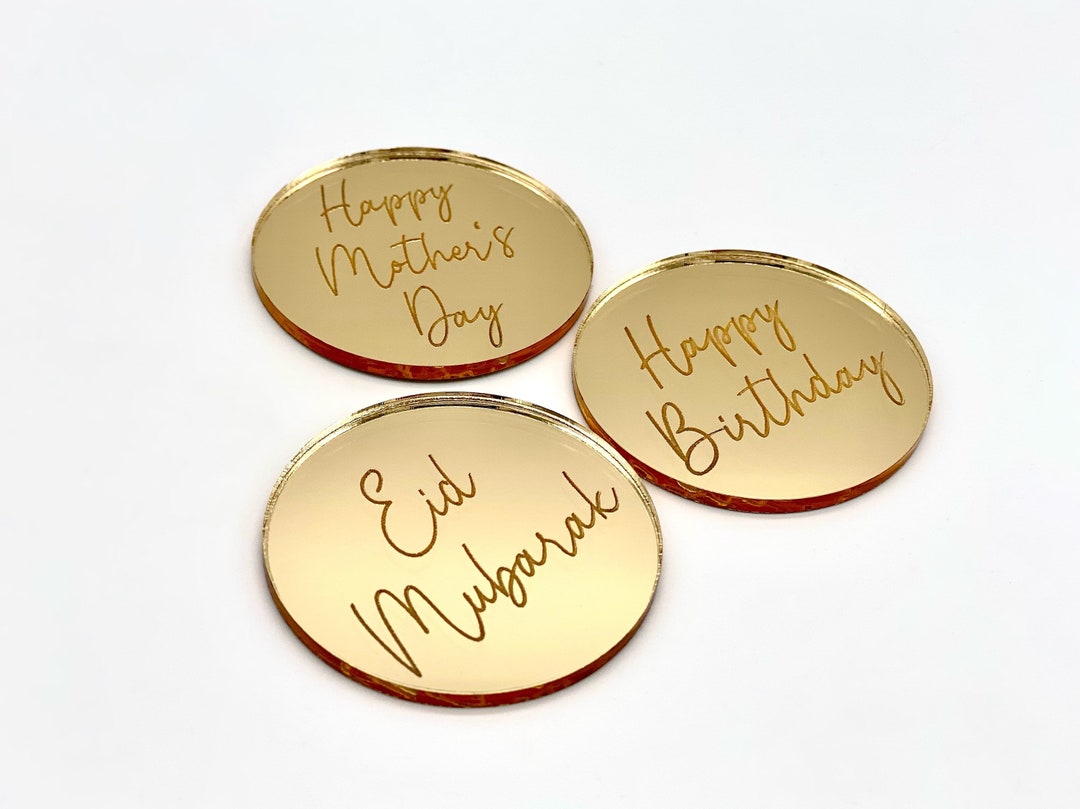 2 INCH | Custom Mirror Disc Cupcake Topper | Mirror Cake Charm ...
