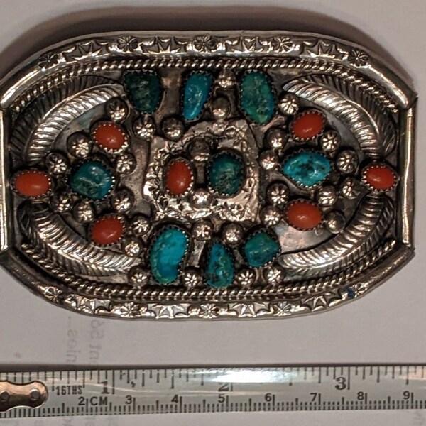 Silver Turquoise Belt Buckle - Etsy
