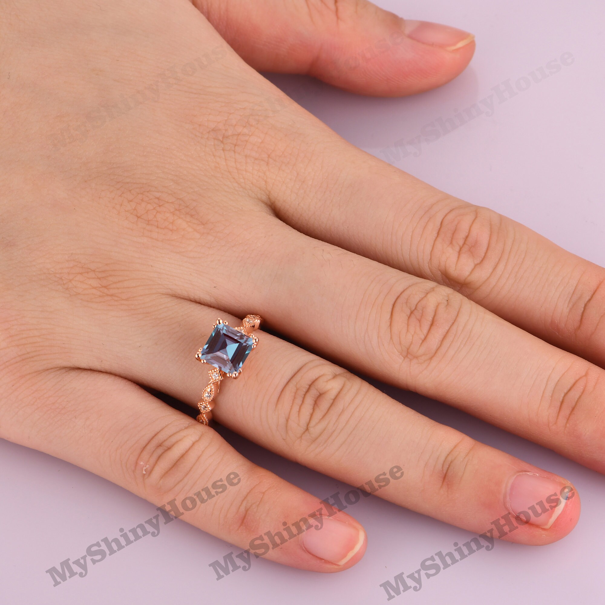 Princess Cut 7mm Alexandrite Ring/ Vintage Alexandrite Ring/ - Etsy