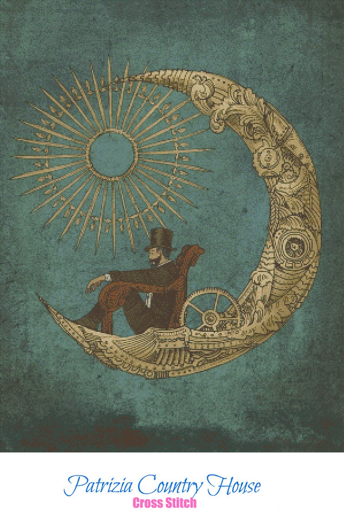 Counted Cross Stitch Pattern the Moon - Pattern 131 - Etsy