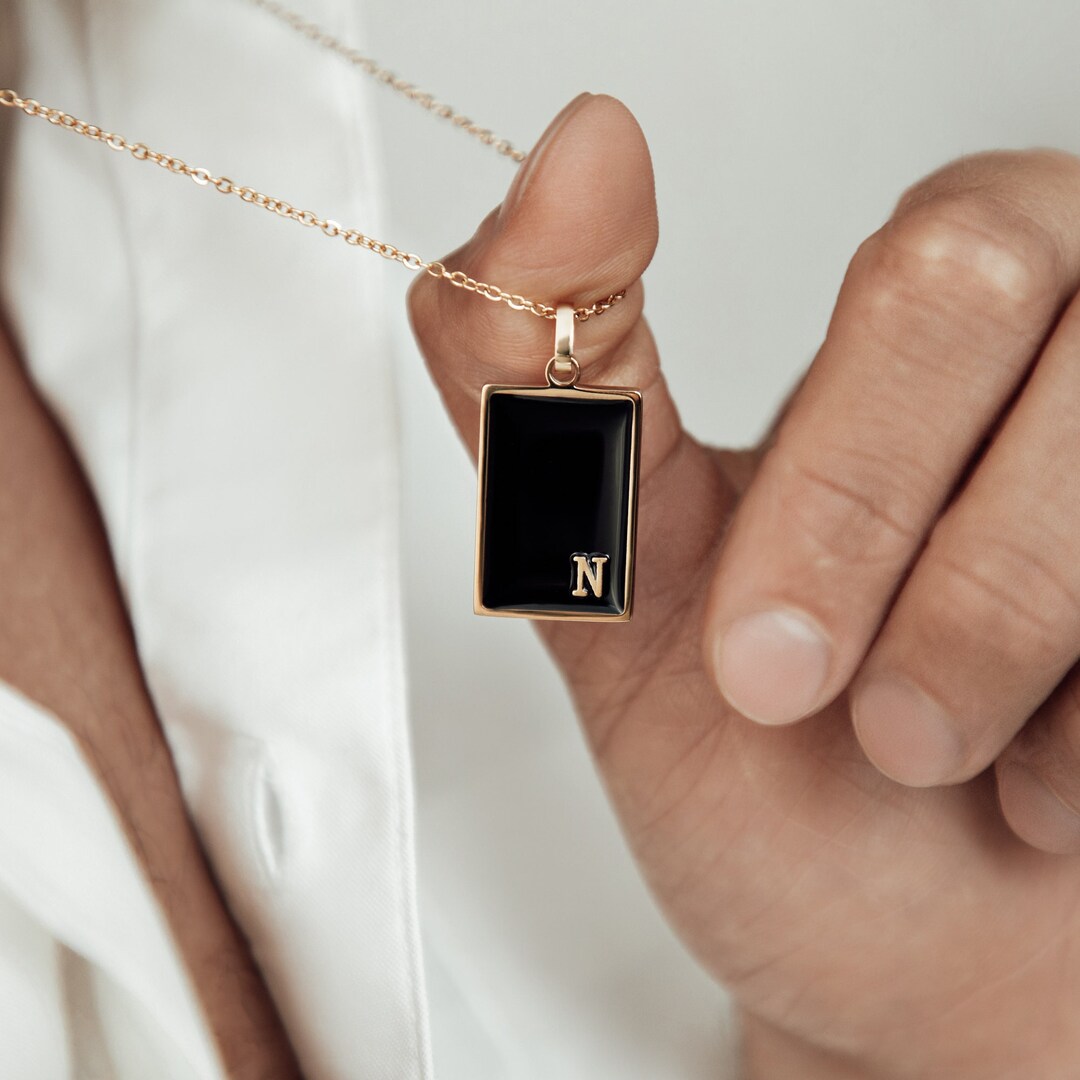 Men's Custom Tag Necklace: 18k Gold or Silver Personalized Chain - Etsy