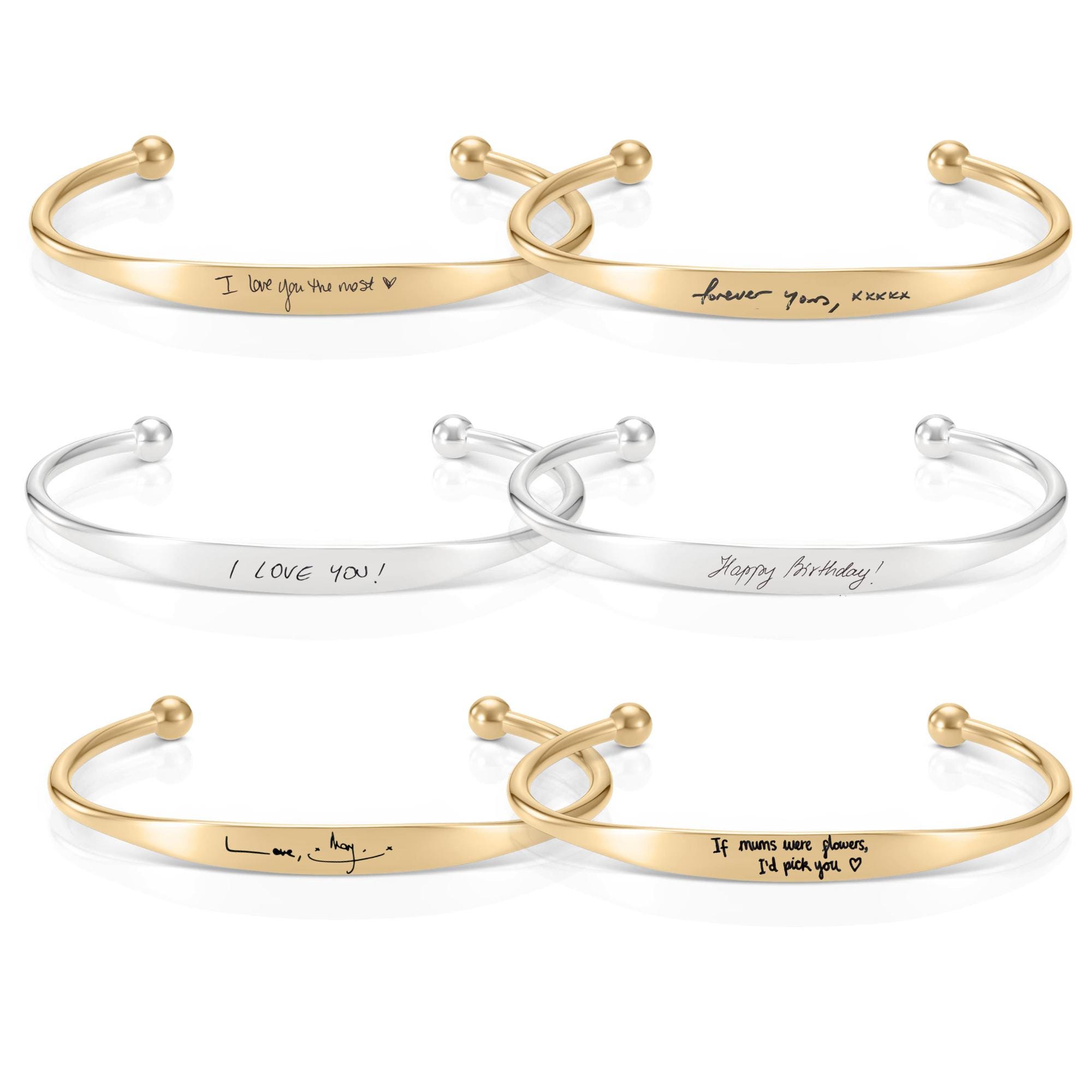 Men's Real Handwriting Torque Bracelet, Handwritten Messages From ...