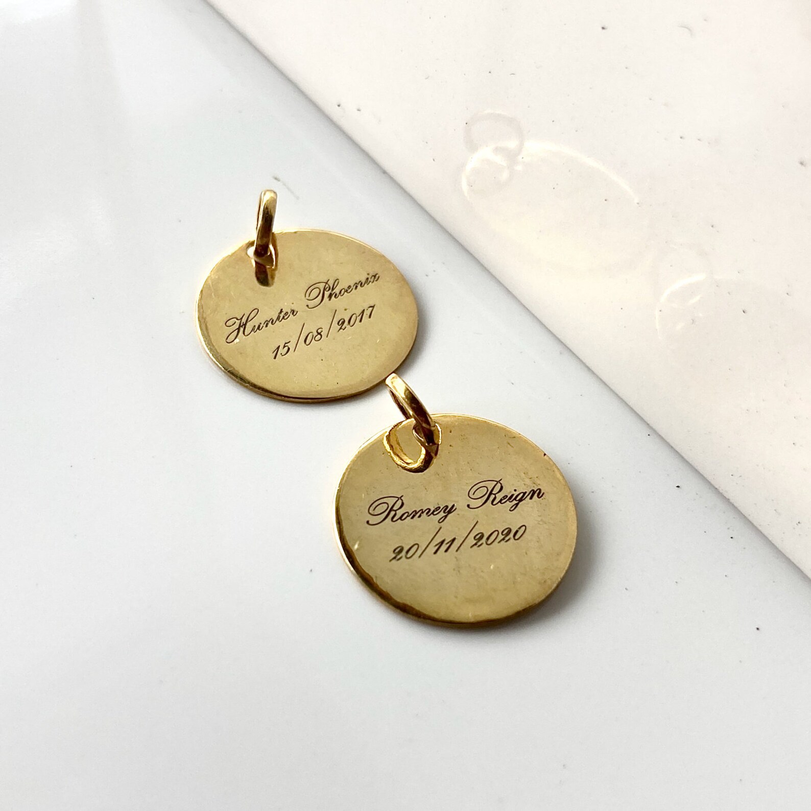 Engraved Disc Necklace: 18k Gold or Silver Anniversary Pendant - Etsy