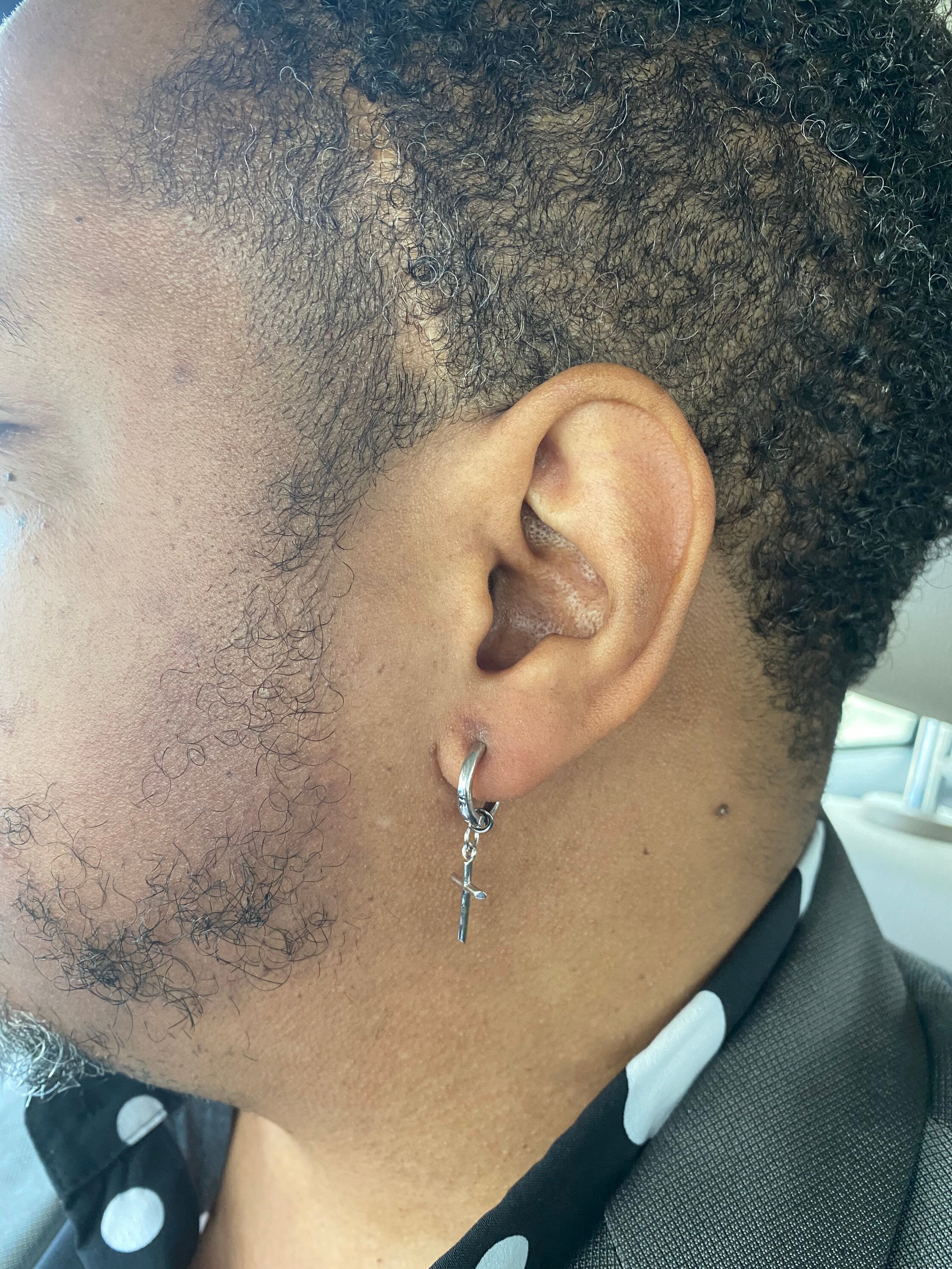 Silver Single Dangle Lever Back Cross Earring Male Earring - Etsy