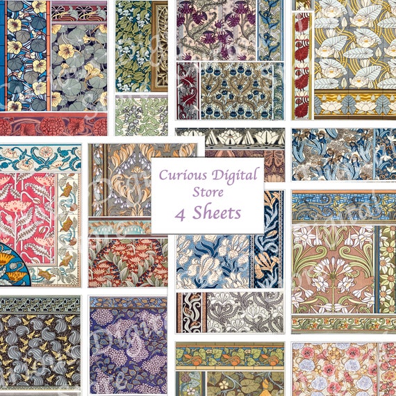 Plant and Flower Pattern Designs Digital Printable Collage | Etsy