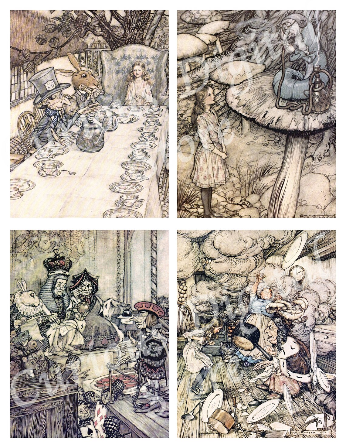 Alice in Wonderland Arthur Rackham Illustrations Digital - Etsy