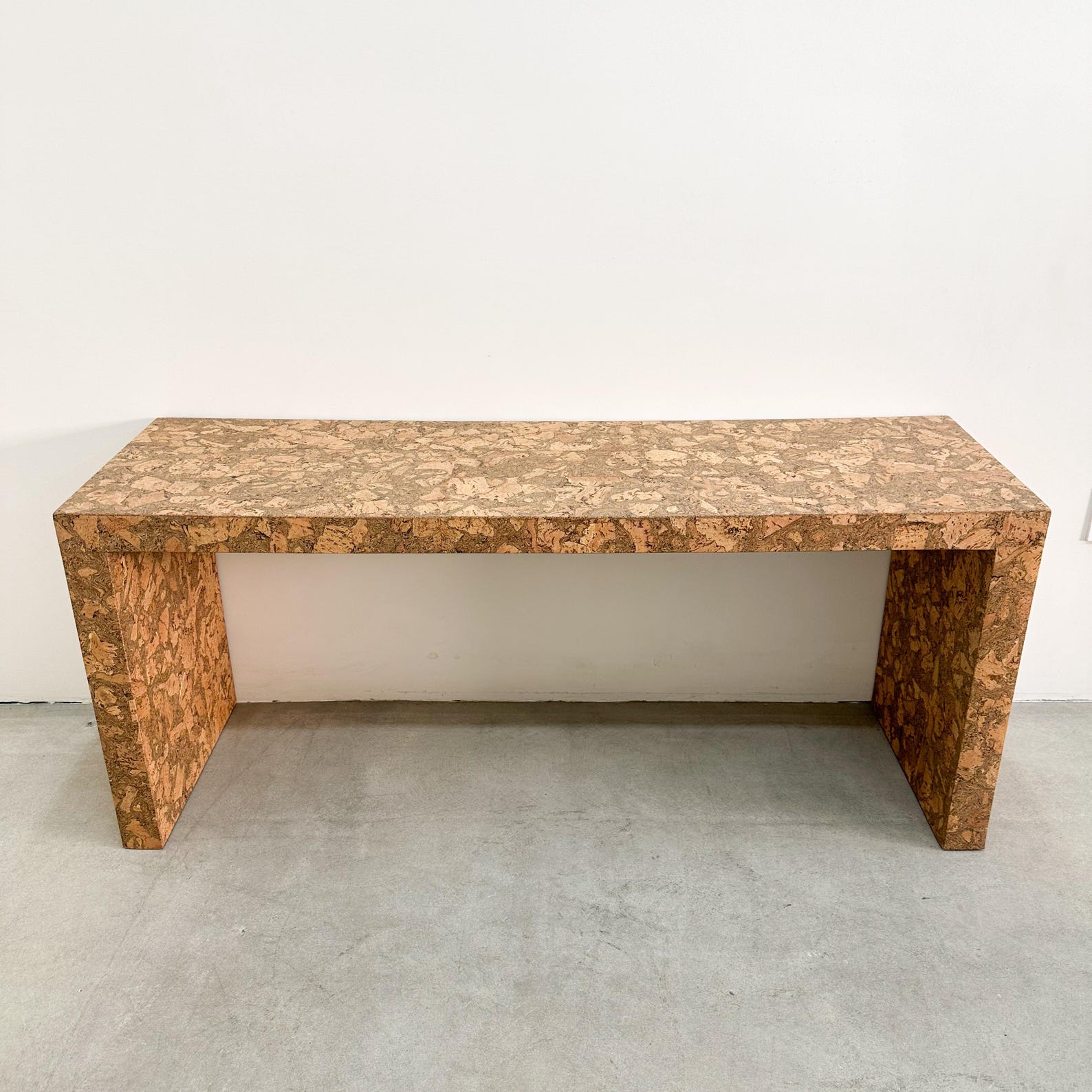 Vintage Cork Console Sofa Table Entryway Table MCM Retro Burlwood ...