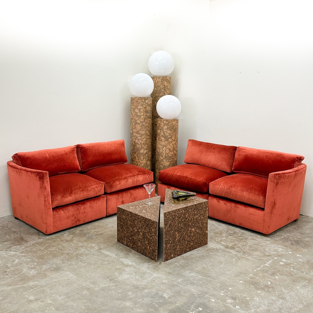 Vintage 70s Modular Sofa Sectional Sofa Burnt Orange MCM Retro ...