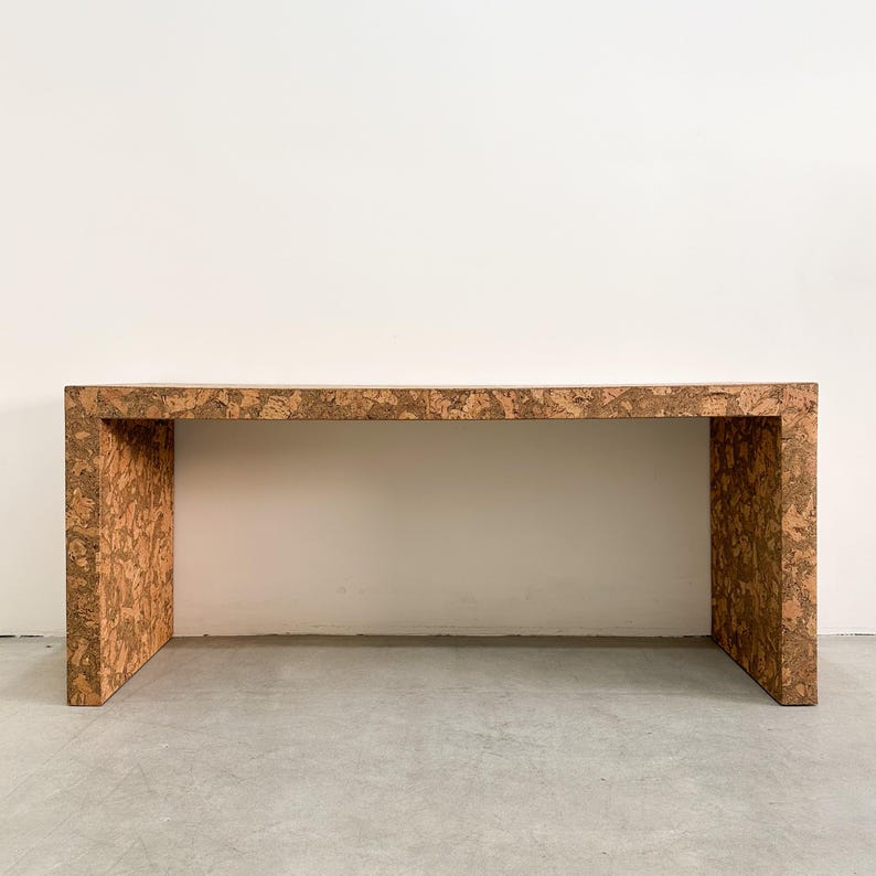 Vintage Cork Console Sofa Table Entryway Table MCM Retro Burlwood ...