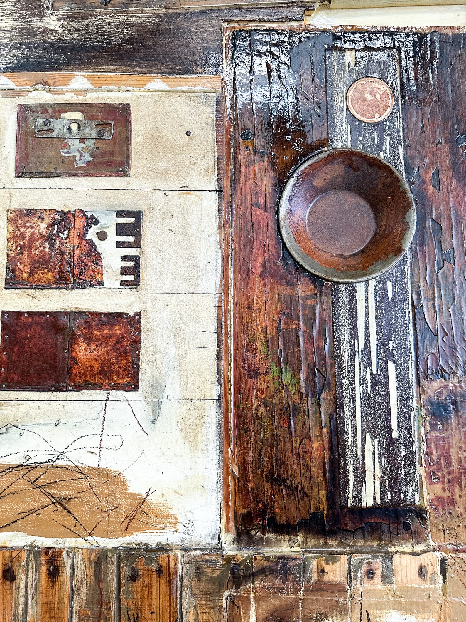 Vintage Xavier Cazares Cortez Mixed Media Wood Art: Postmodern Abstract ...