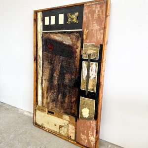 Vintage Xavier Cazares Cortez Mixed Media Abstract Painting on Wood Art ...