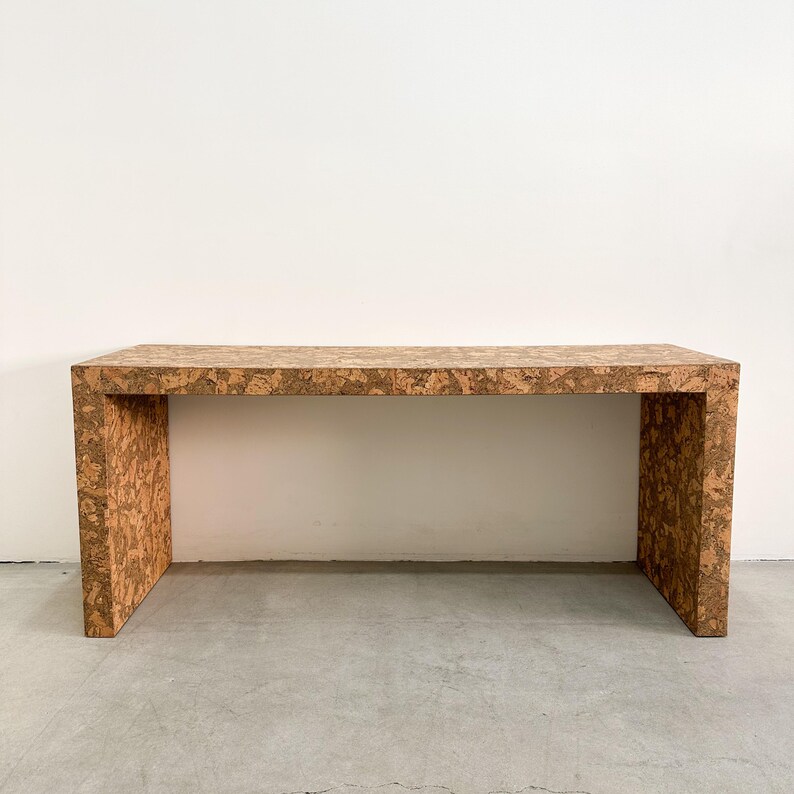 Vintage Cork Console Sofa Table Entryway Table MCM Retro Burlwood ...
