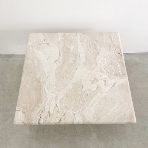 Vintage Cream Marble End Table Side Table Postmodern MCM 70s 80s Retro ...