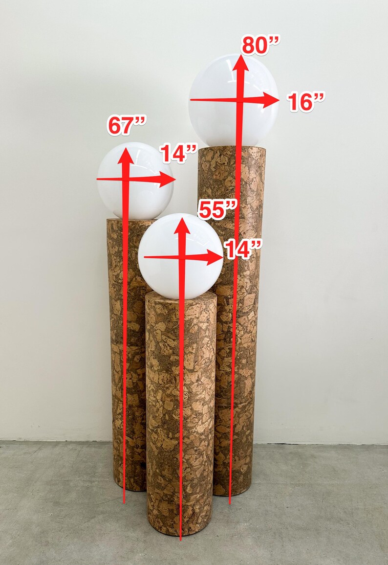 Cork Floor Lamps (set of 3): Mid Century Modern Acrylic Globe Lighting ...
