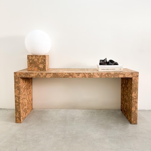 Vintage Cork Console Sofa Table Entryway Table MCM Retro Burlwood ...
