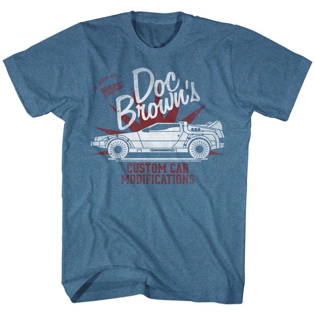 Back to the Future Doc Brown's Custom Car Modifications Blue Shirts - Etsy
