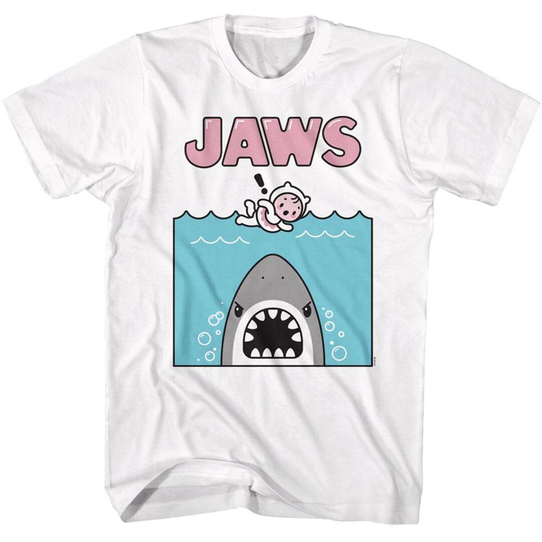 Jaws Kawaii Swim Shirt White | Officially Licensed Cute Shark Tee ...