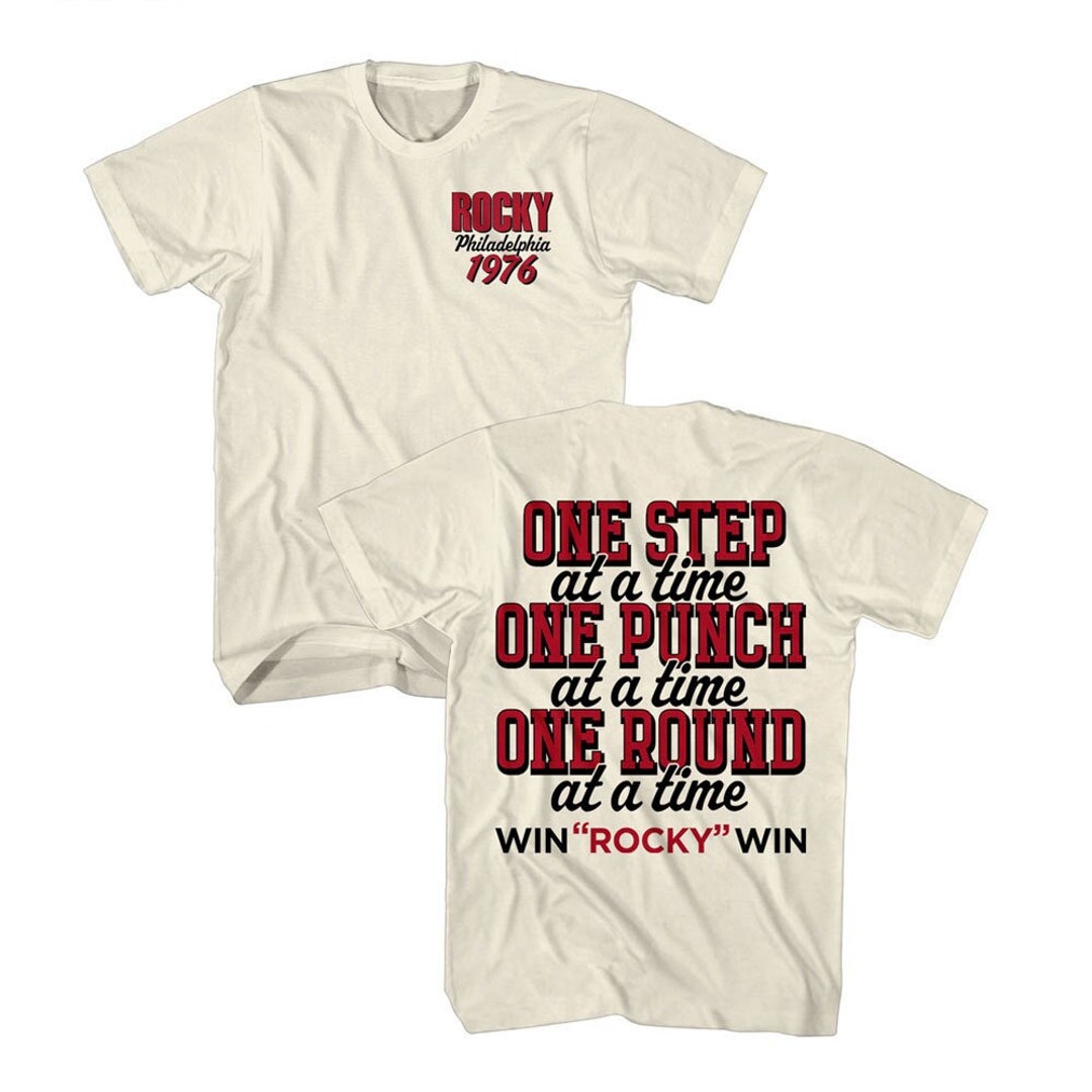Rocky One Step One Punch One Round Front & Back Printed Natural Shirt ...