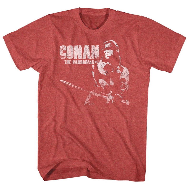 Conan the Barbarian Conan Pose With Sword Heather Red Shirts | Etsy
