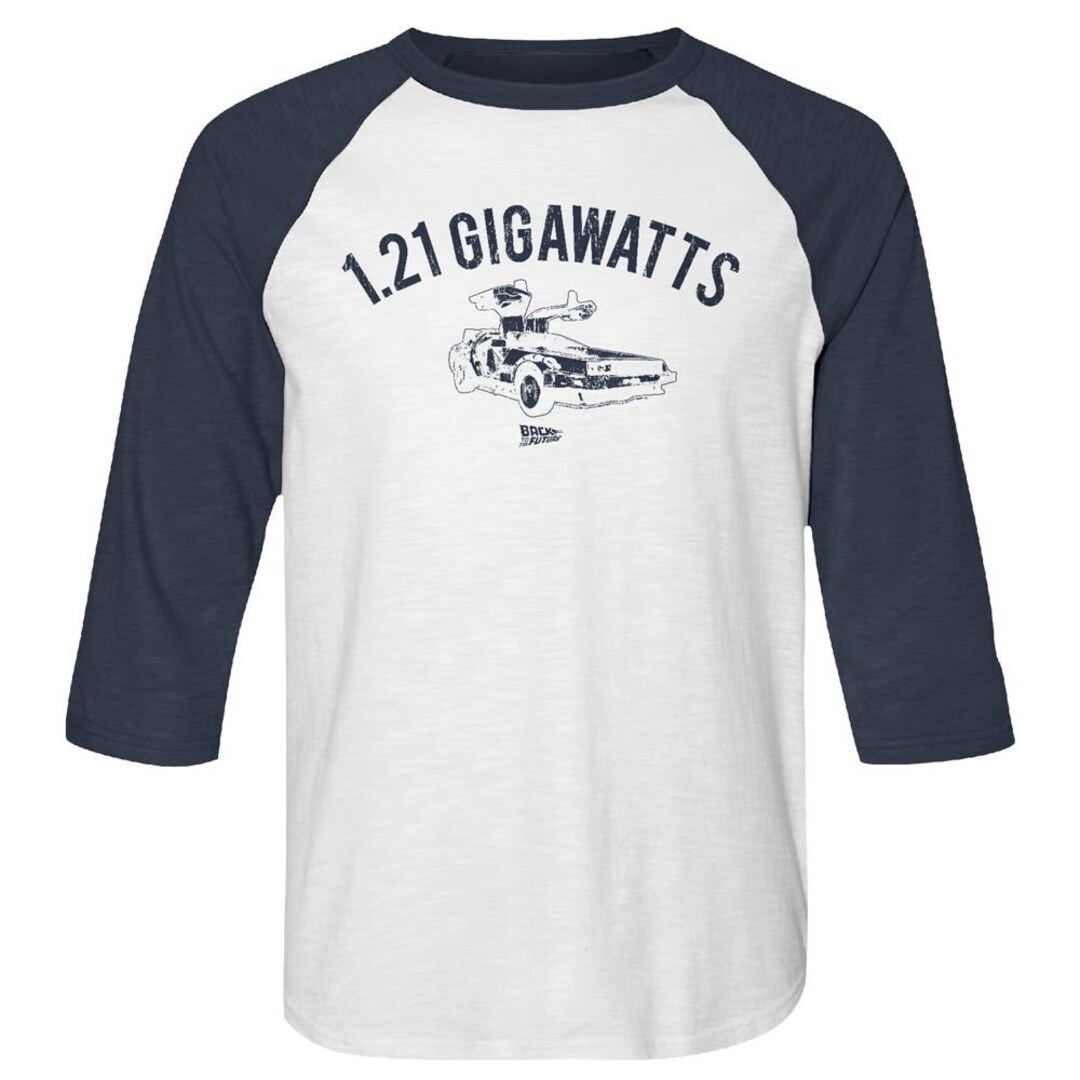 Back to the Future 1.21 Gigawatts White and Navy Raglan Shirts - Etsy