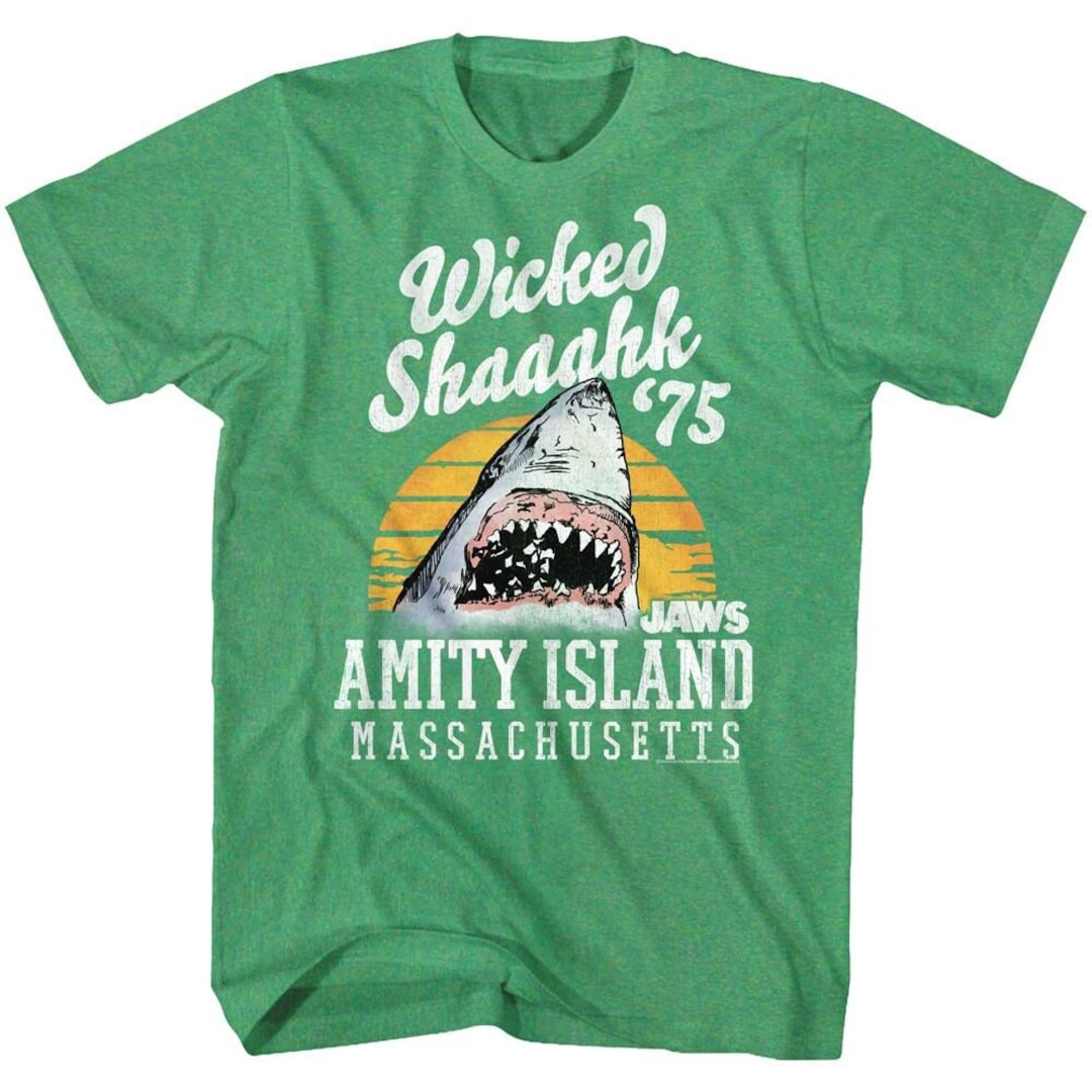 Jaws Wicked Shark Amity Island Massachusetts Green Heather Shirt - Etsy