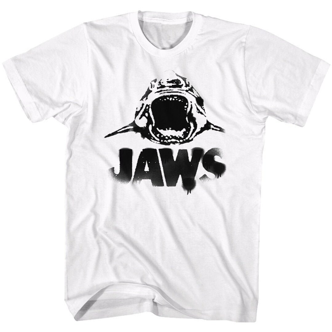 Jaws Front Facing Logo White Shirts - Etsy
