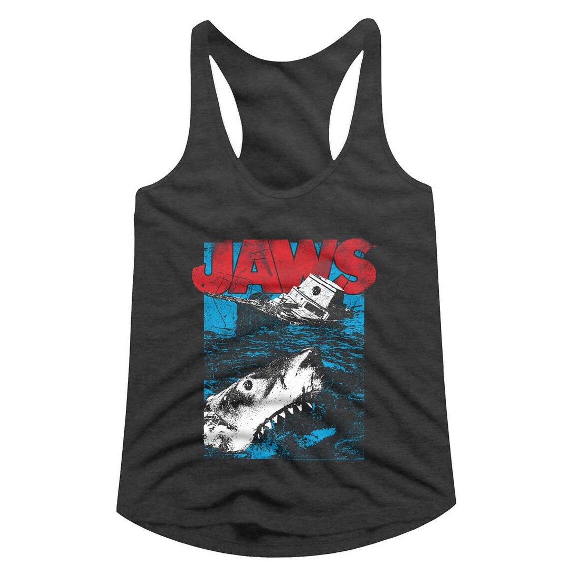 Jaws Great White With Boat Distressed Logo Black Shirts - Etsy