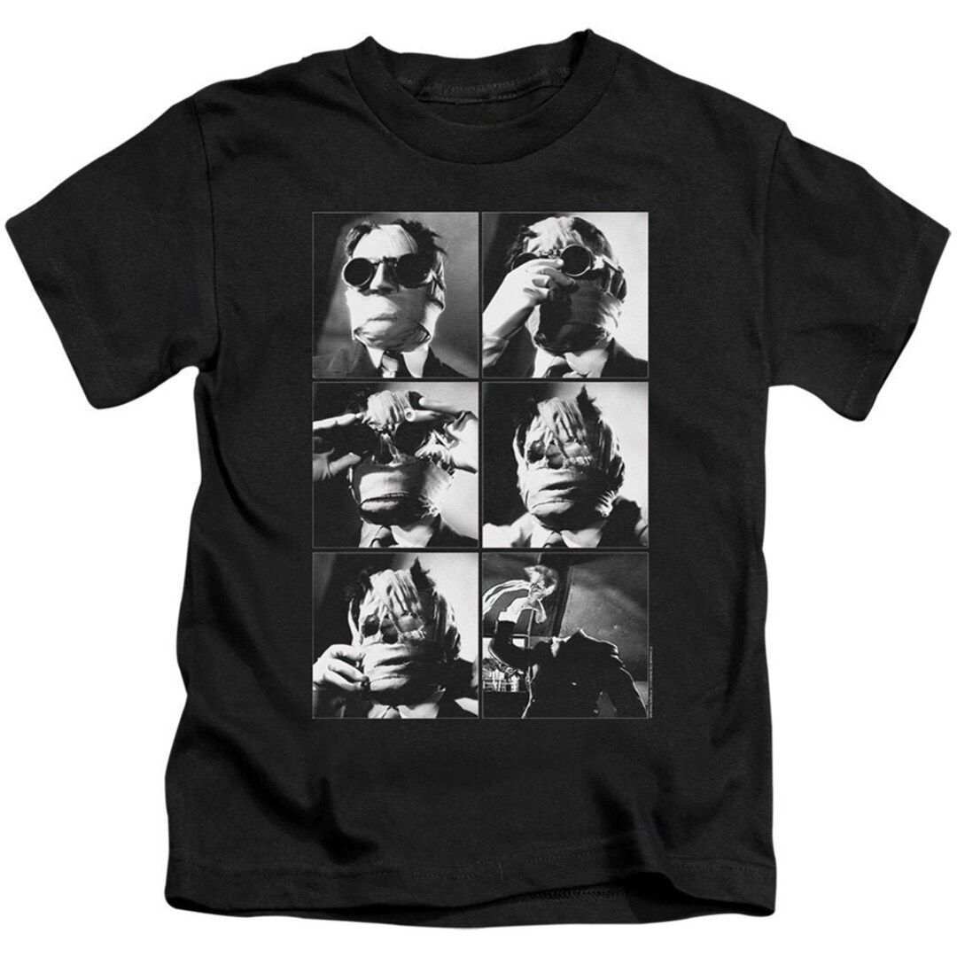 The Invisible Man Bandage Mask Youth Black Shirts - Etsy