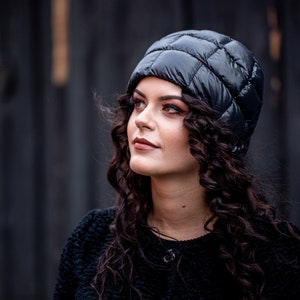 Goose Down Beanie, Black Hat, Ultralight, Hiking, Outdoor, Winter Puffy ...