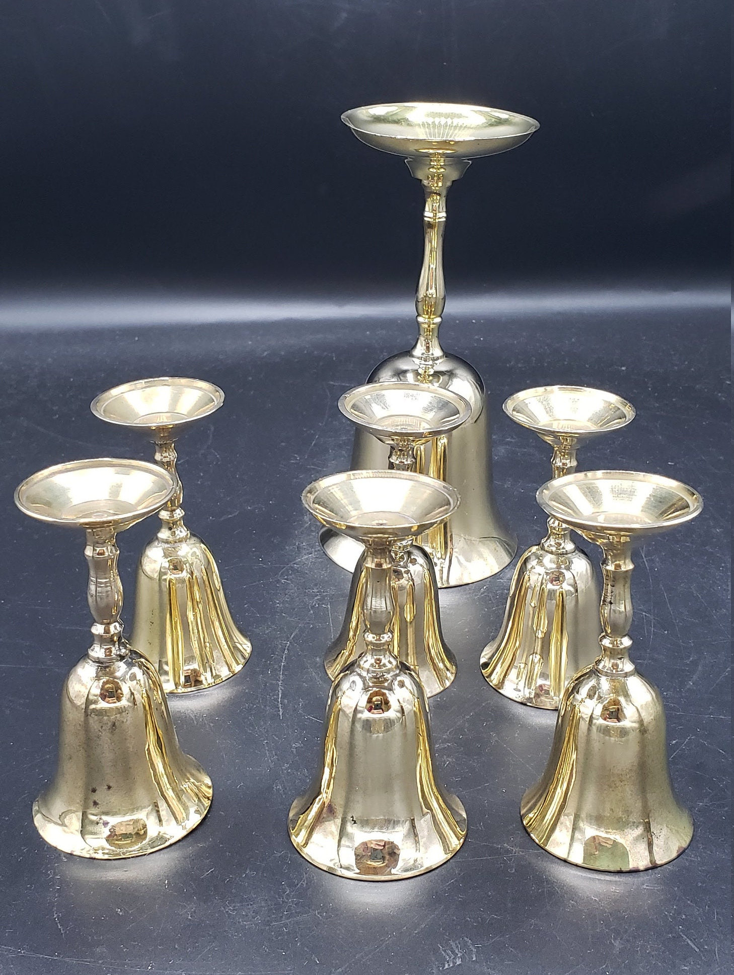 Brass Mini Goblets With One Regular Size Wine Goblet With Decorative ...